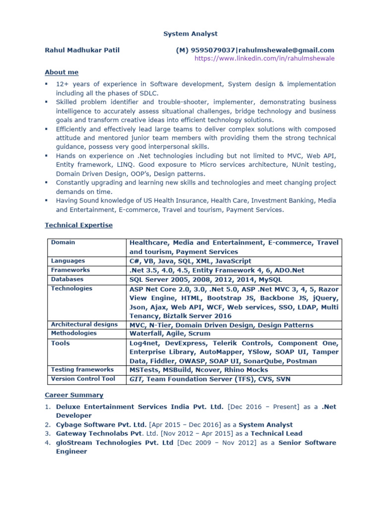 Rahul Patil System Analyst | PDF | Language Integrated Query | Entity ...