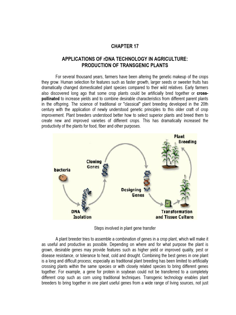 APPLICATIONS OF rDNA TECHNOLOGY IN AGRICULTURE: PRODUCTION OF ...