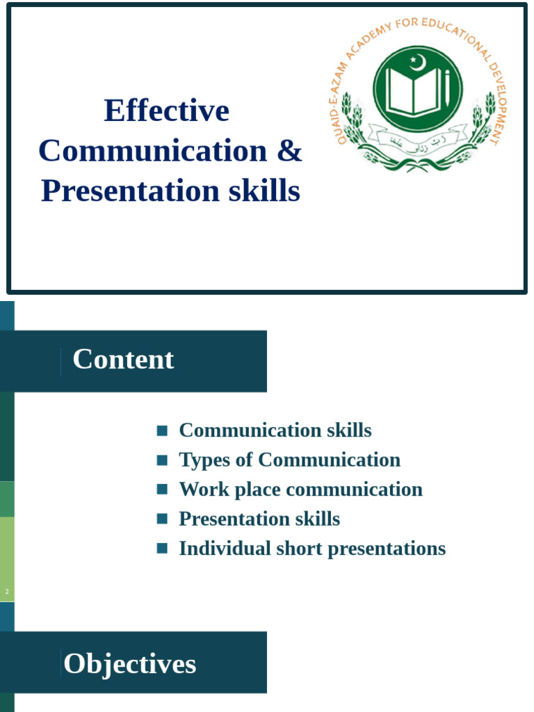 Communication and Presentation Skills Guide | PDF | Communication ...