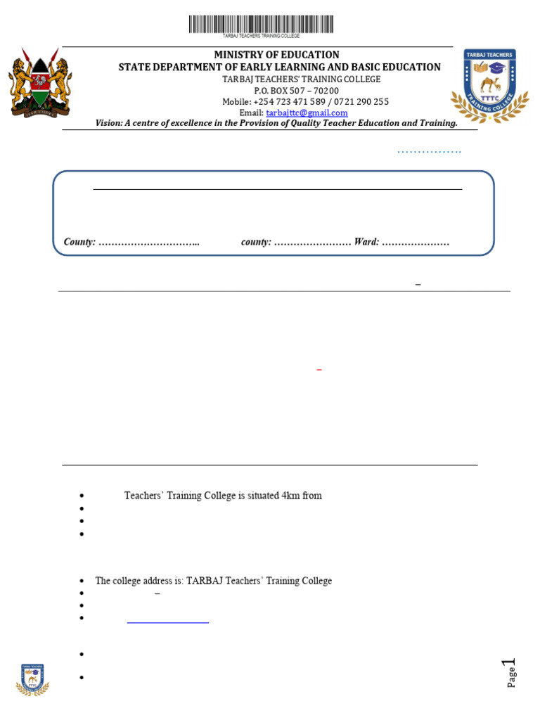 Tttc Adm Form | PDF | Identity Document