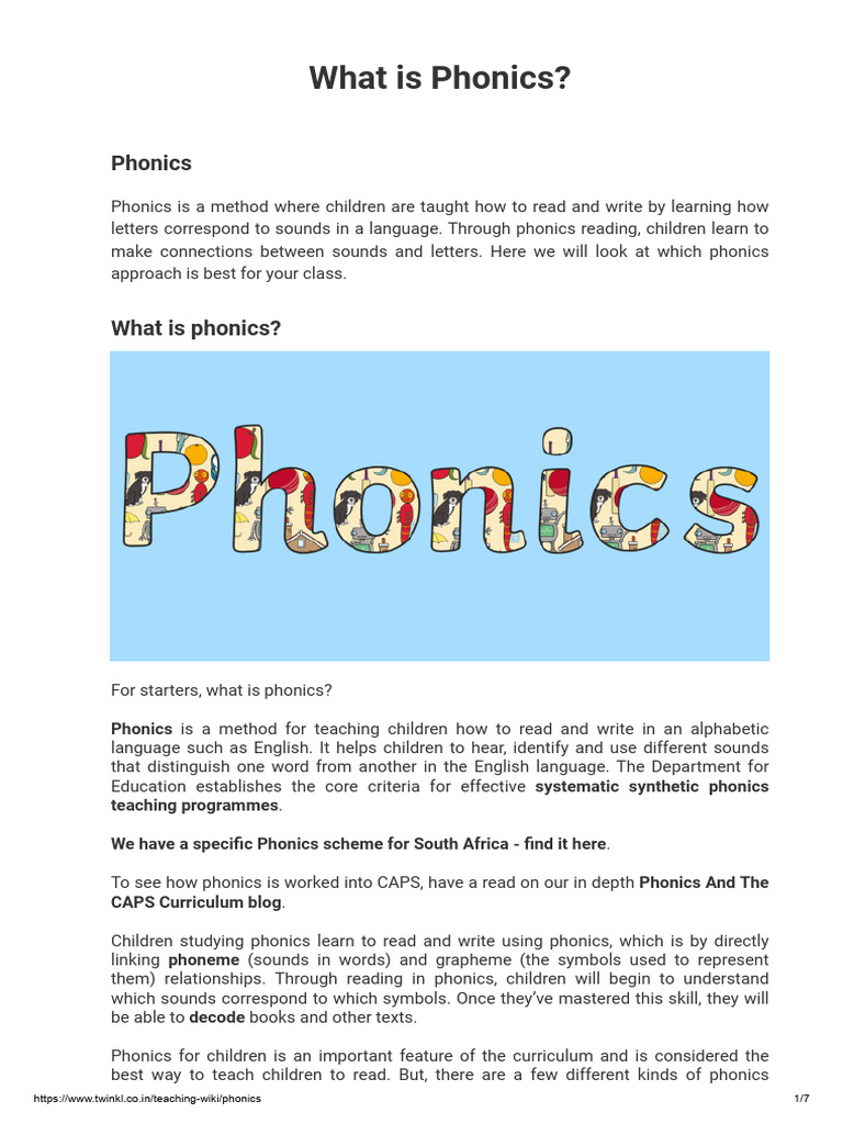 Phonics - Phonics Approach - Types of Phonetics Teaching | PDF | Phonics | Applied Linguistics