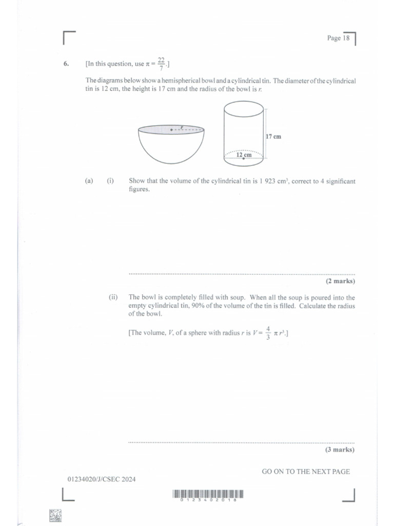 January 2024 Measurement CSEC Math Paper 2 Full Question | PDF