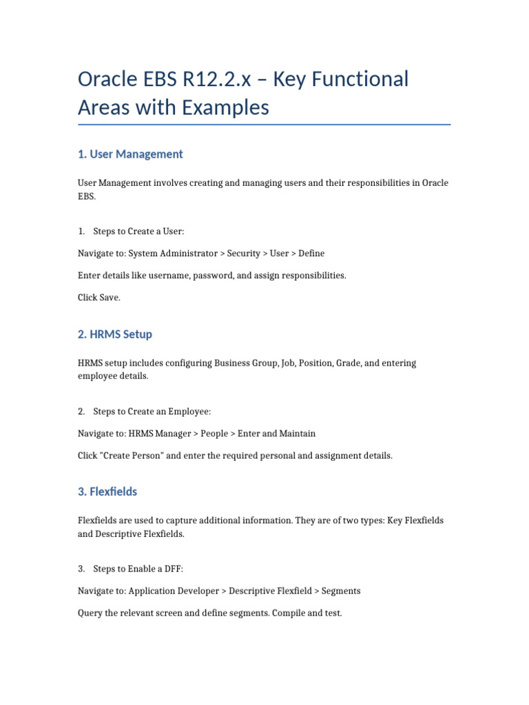 Oracle EBS R12 2x Topics With Examples | PDF
