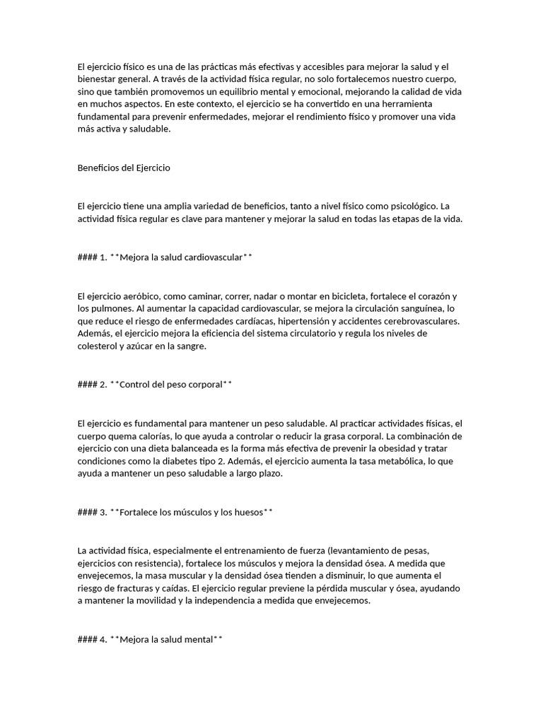 Beneficios del Ejercicio para la Salud | PDF | Flexibilidad (anatomía ...