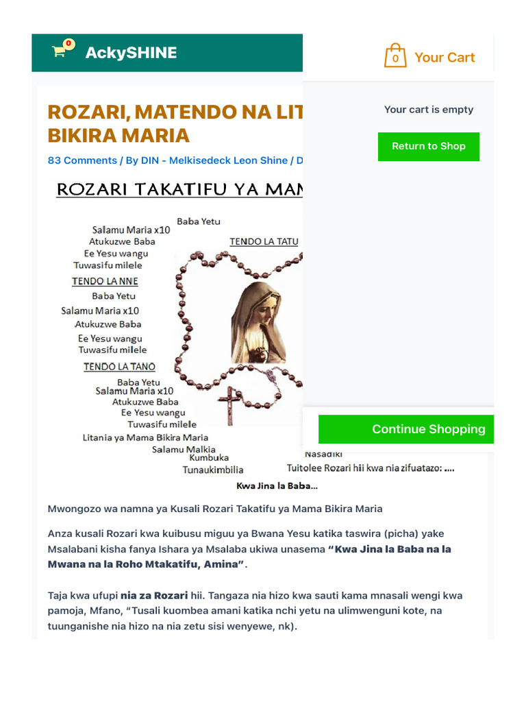 Rozari, Matendo Na Litani Ya Mama Bikira Maria | PDF
