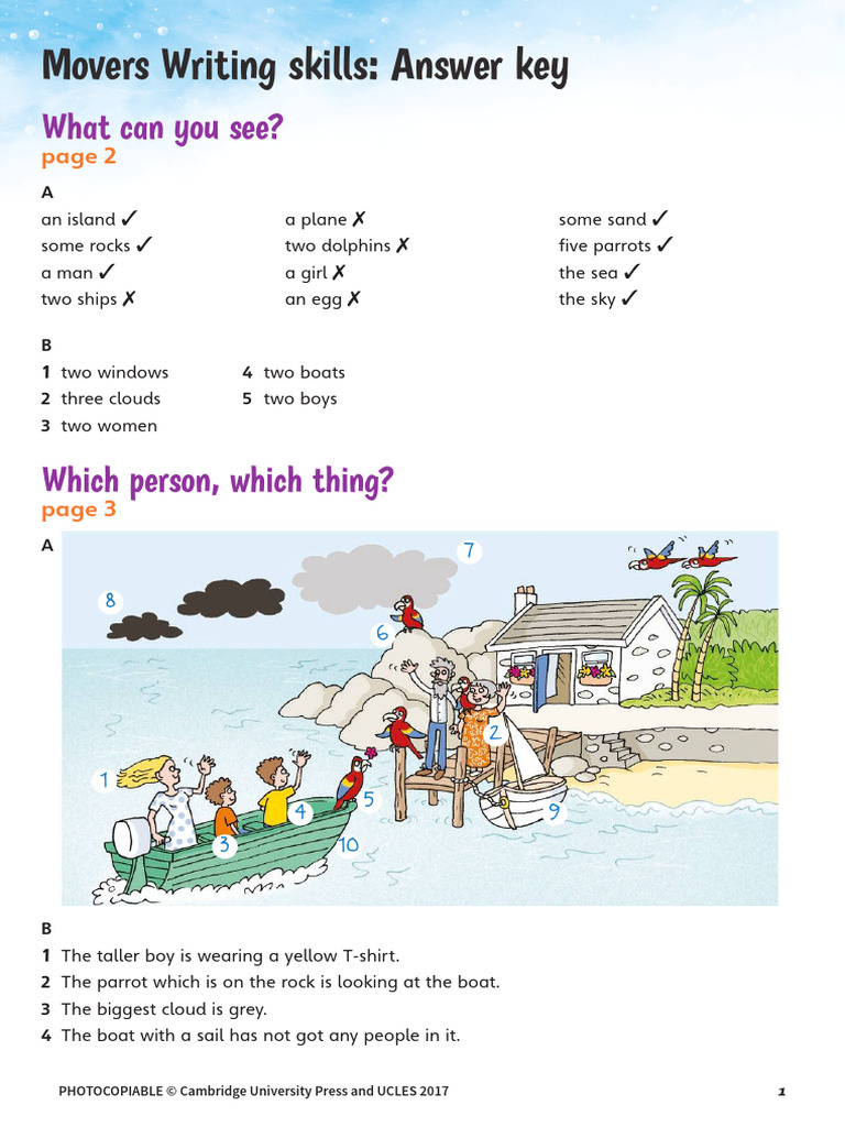 Movers Writing Skills Answer Key | PDF