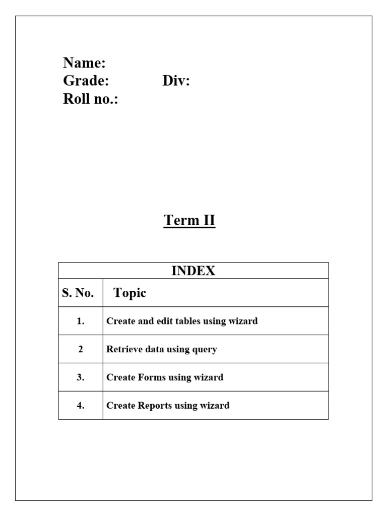 Grade X Practical File Term II 2025 | PDF | Databases | Information Retrieval