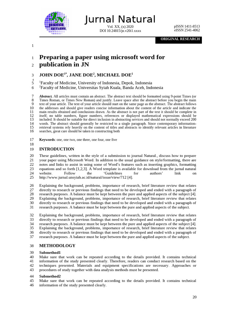 Template - Jurnal Natural v3 | PDF | Abstract (Summary) | Methodology