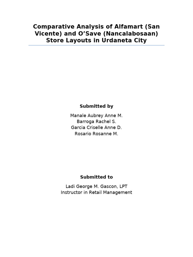 Alfamart vs O'Save: Store Layout Analysis | PDF | Retail | Point Of Sale