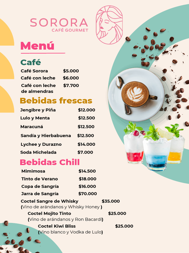 Menú variado de Café Sorora | PDF