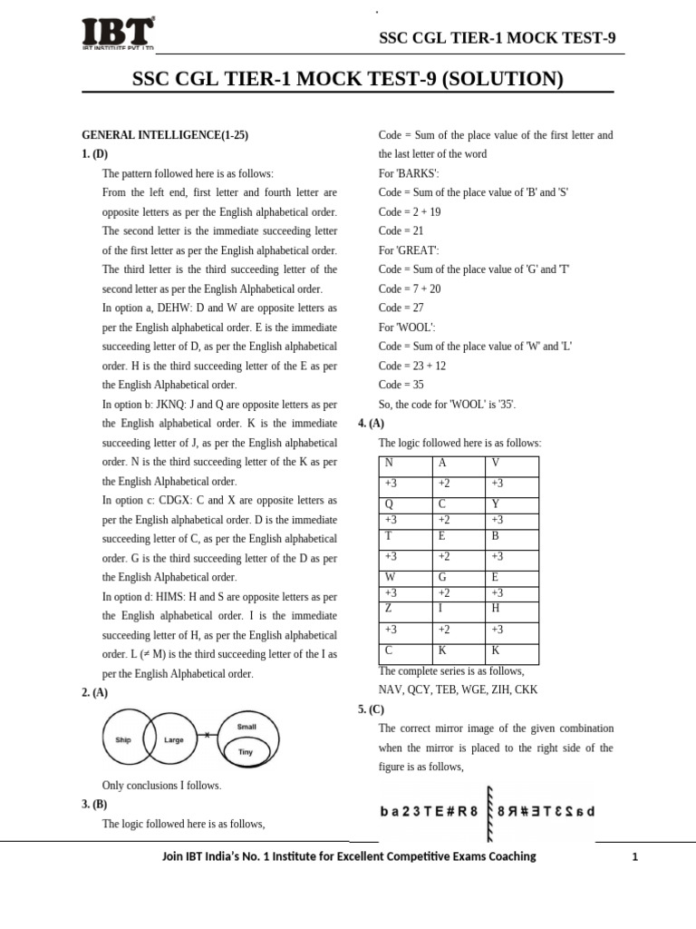SSC CGL Tier-1 Mock Test 9 Solutions | PDF | Elementary Geometry ...