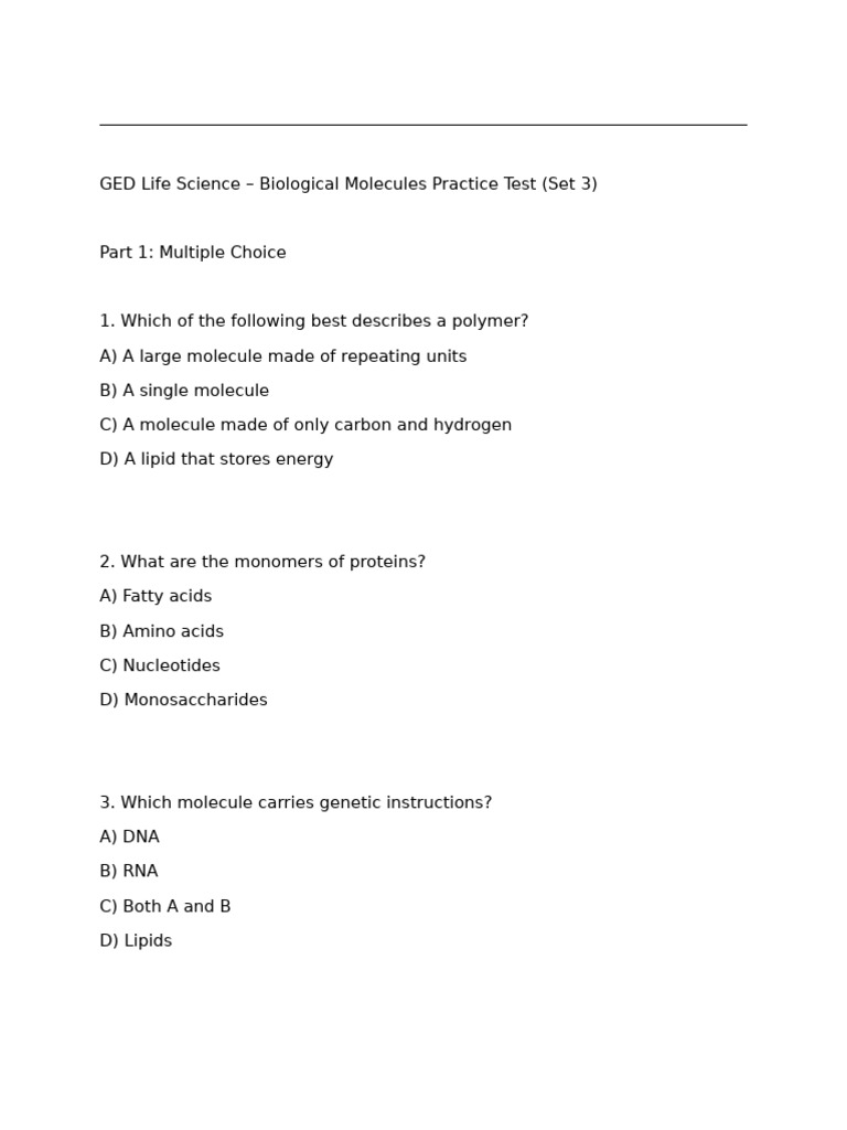 GED Biological Molecules | PDF | Biomolecules | Nucleic Acids