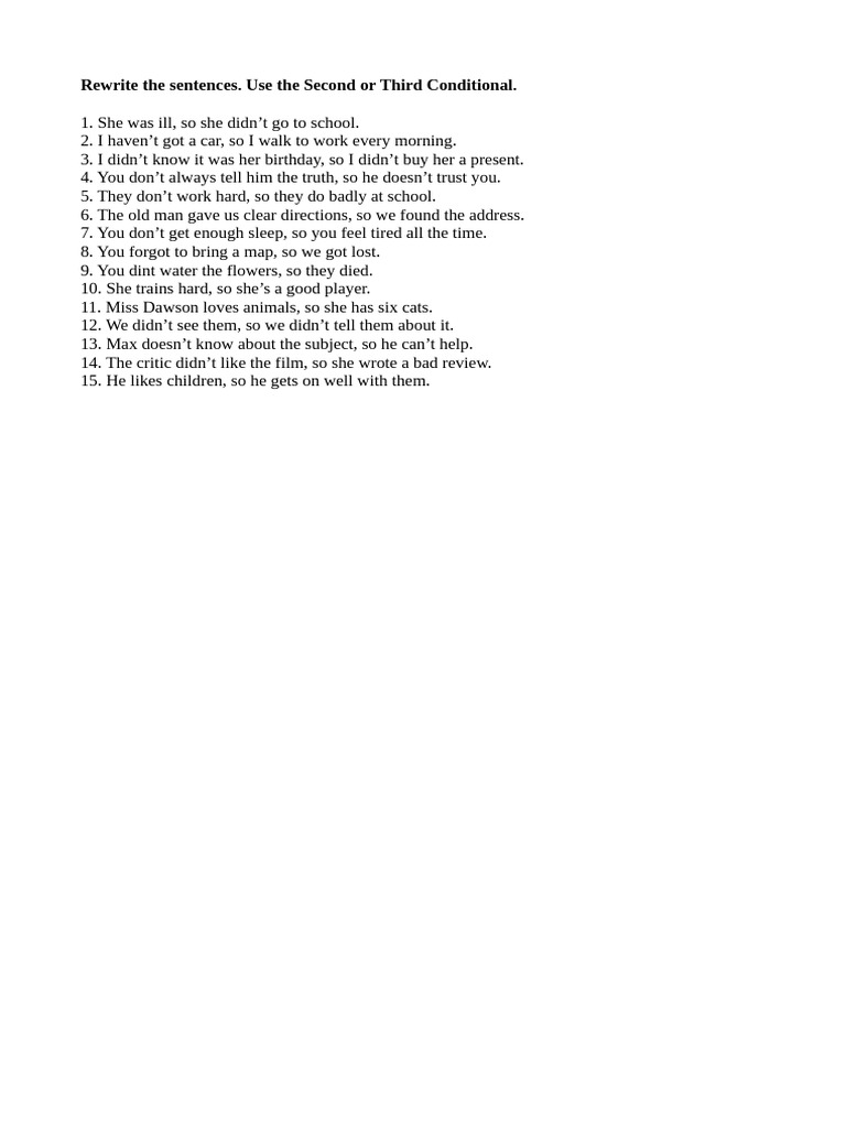 Rewrite Sentences Using Conditionals | PDF