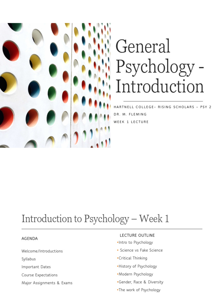 DR Fleming PSY 2 - Week 1 Lecture SP 2025 | PDF | Psychology | Neuroscience