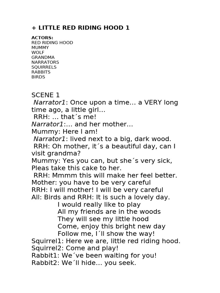 Script Little Red Riding Hood 2016 | PDF | Little Red Riding Hood