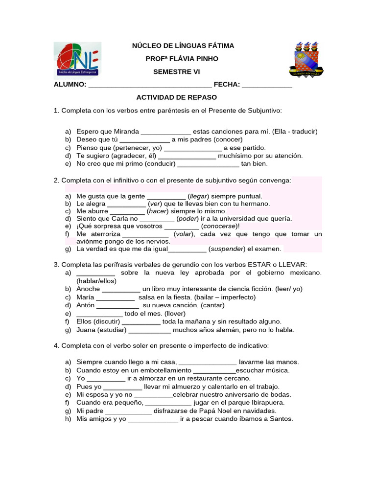 Svi. Actividad de Repaso | PDF | Verbo