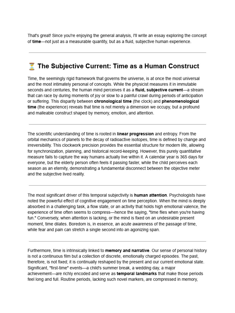 Time: A Fluid Human Experience | PDF | Time | Experience