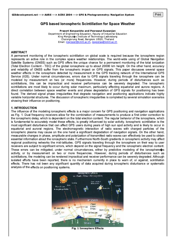 GPS Based Ionospheric Scintillation For Space Weather | PDF