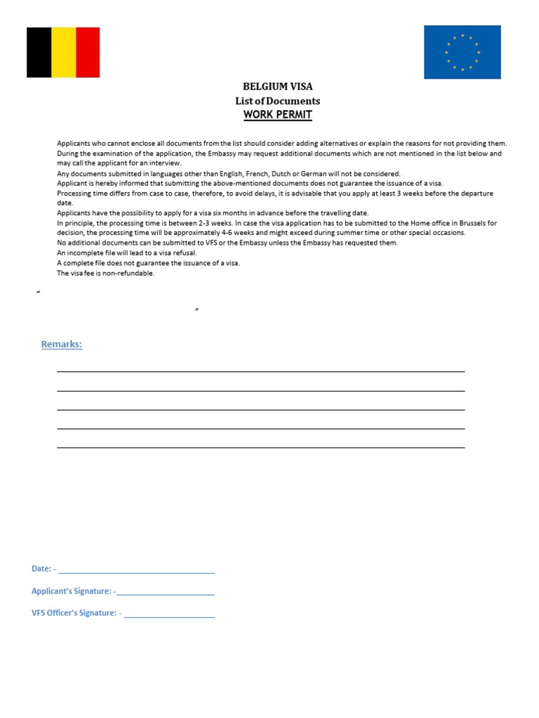 Long Stay Work Permit Checklist V 250811 145210 | PDF | Travel Visa ...