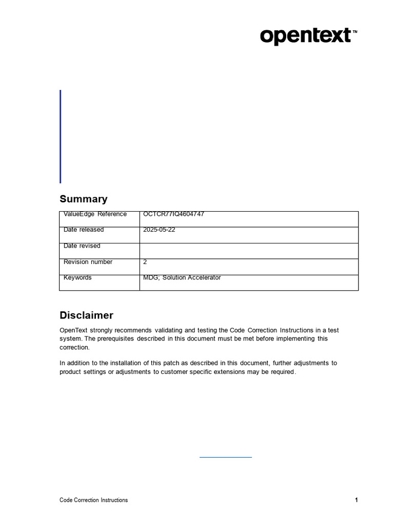 Code Correction MDG Solution Accelerator OCTUS77IQ4539017-2 | PDF | Use ...