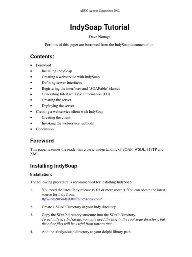 Indy Soap Tutorial View | PDF | Web Service | Soap