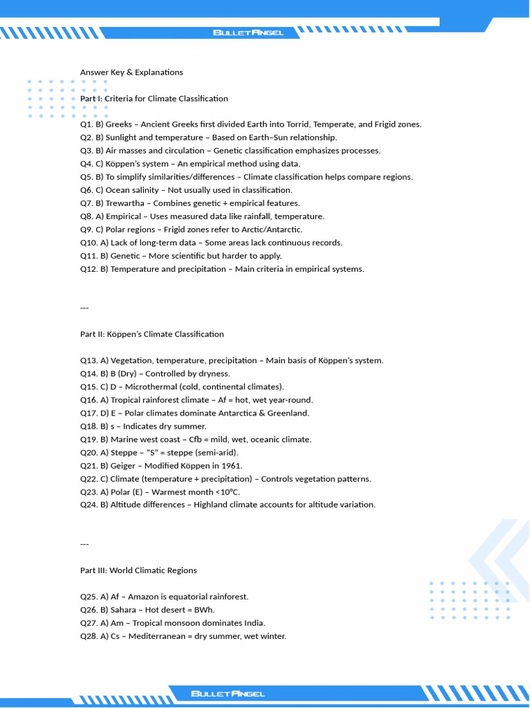 Climate Classification Answer Key | PDF | Biogeography | Natural ...