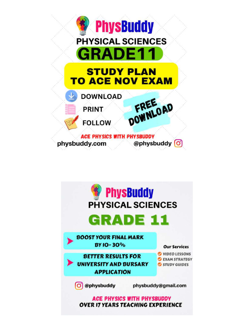 Gr11 2025 Nov Study Plan and Recommended Questions Physbuddy Tuition | PDF | Acid | Force