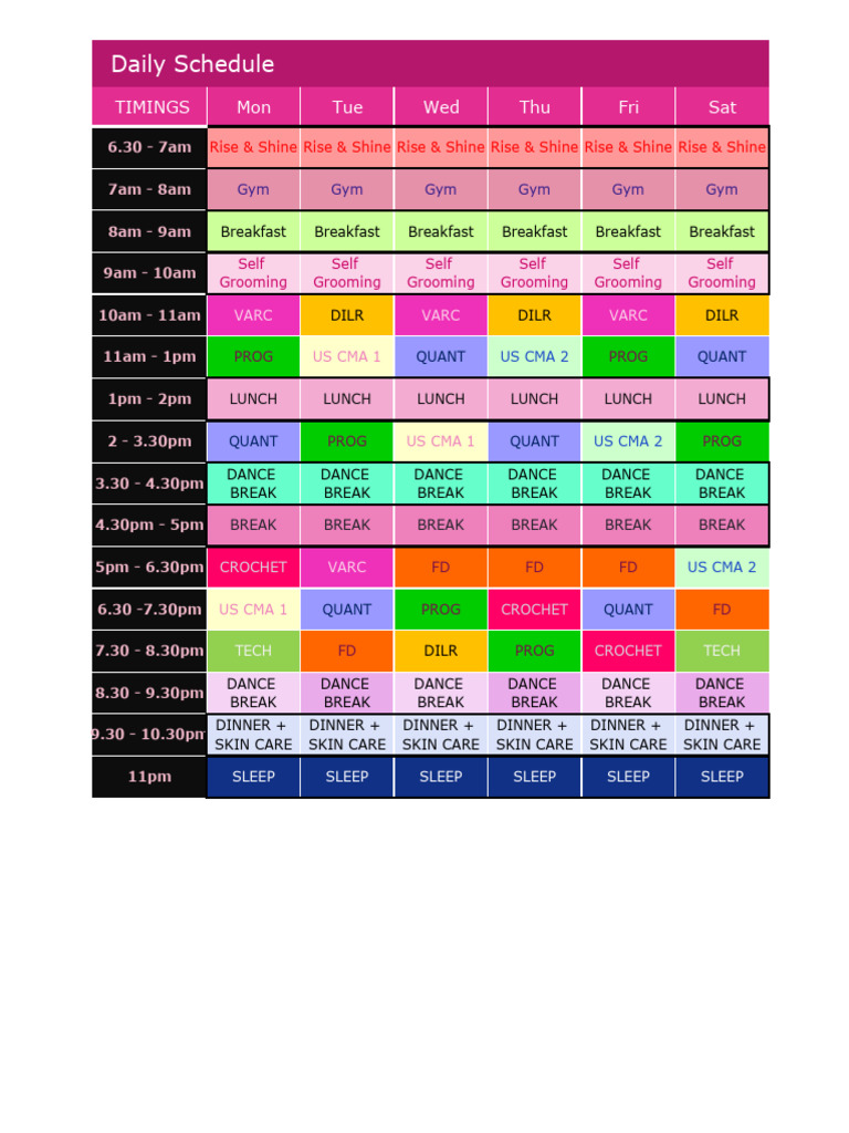 Weekly Daily Schedule Overview | PDF