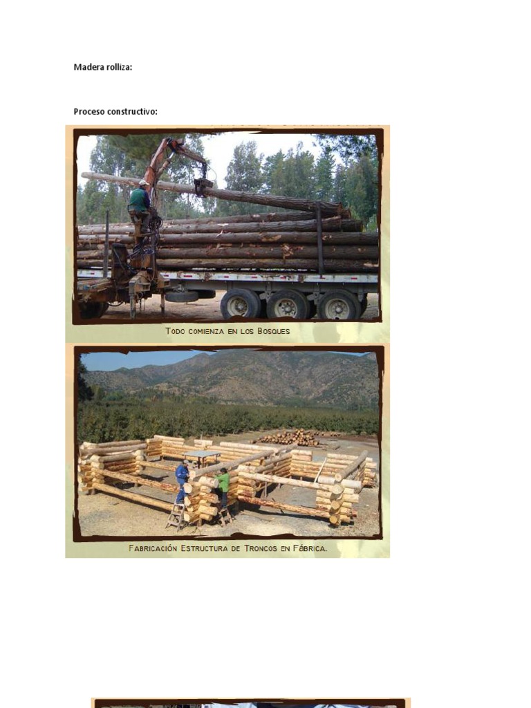 Madera Rolliza - Proceso Constructivo | PDF