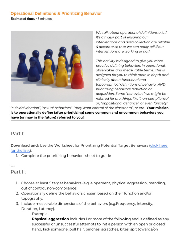 Project - Operational Def. - Prioritizing Behavior (ALSO A PROJECT IN ...