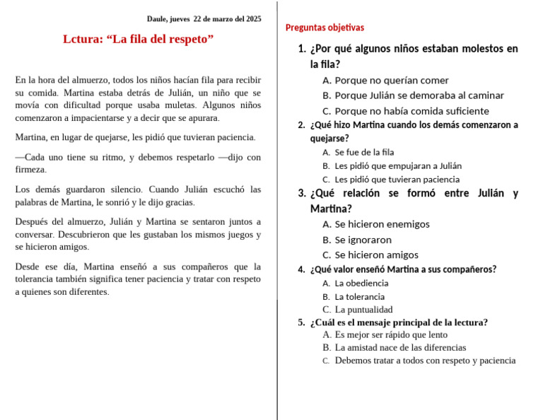 Respeto y Tolerancia en la Amistad | PDF