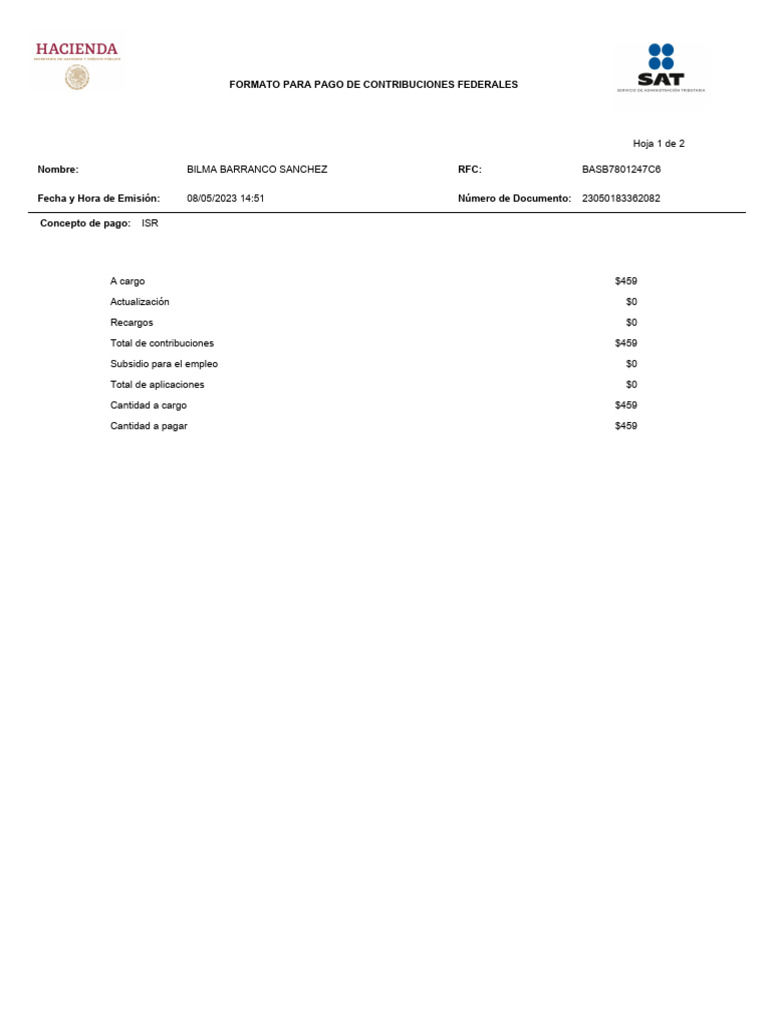 Linea de Captura Bimestre MARZO-ABRIL2023 BASB | PDF