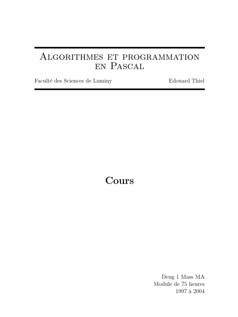 Cours Pascal | PDF