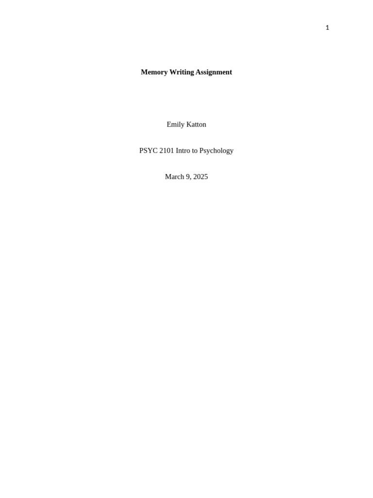Memory Writing Assignment | PDF | Memory | Recall (Memory)