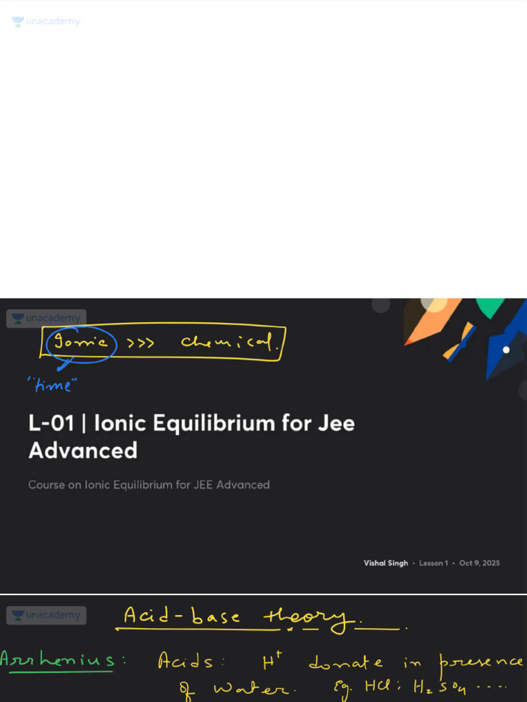 L01 Ionic Equilibrium for Jee Advanced With Anno | PDF