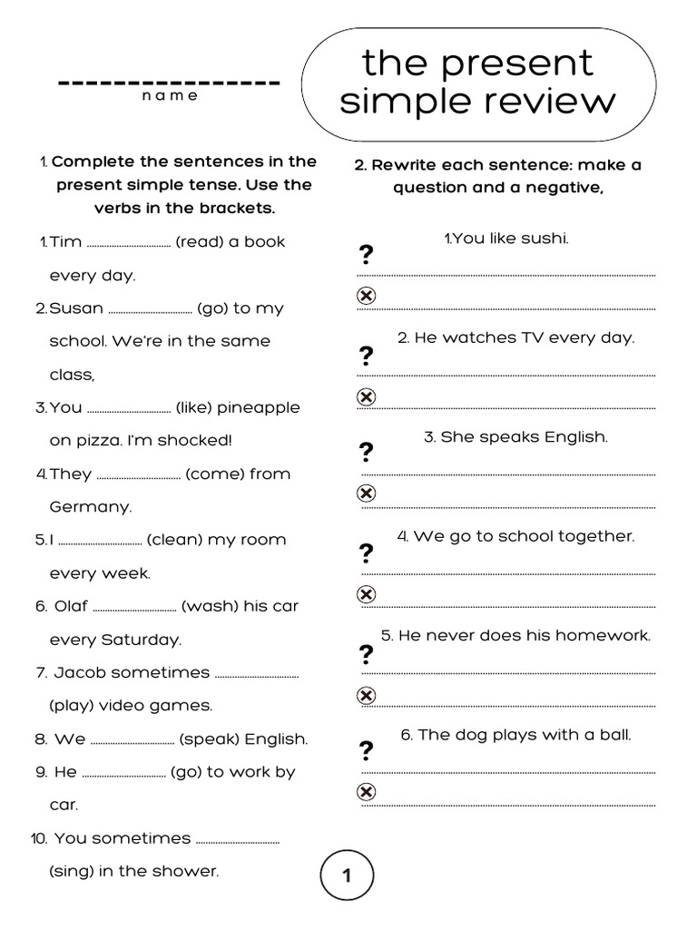 Present Simple Tense Practice Guide | PDF | Verb | English Language