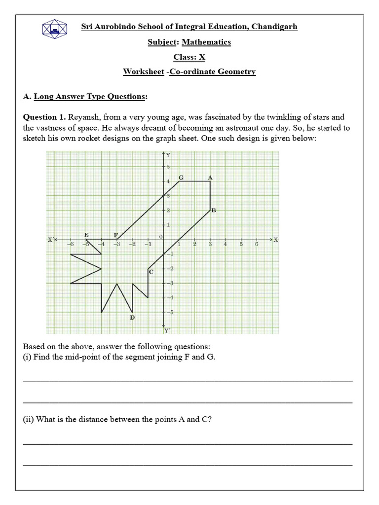 Class X Coordinate Geometry Worksheet | PDF | Mathematical Concepts ...