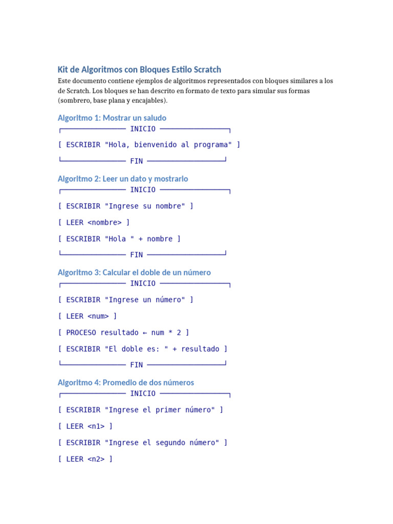 Algoritmos Básicos con Bloques Scratch | PDF | Matemáticas Aplicadas ...