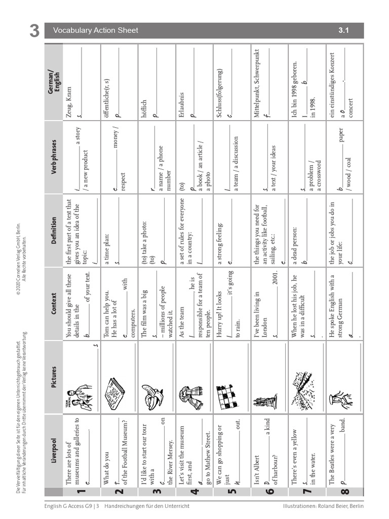 Vocabulary Action Sheet - Unit 3 2025-02-17 06-41-00 | PDF