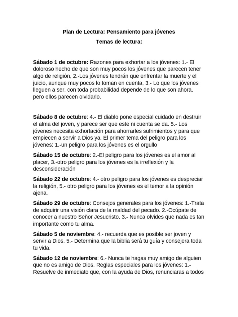 Plan de Lectura | PDF