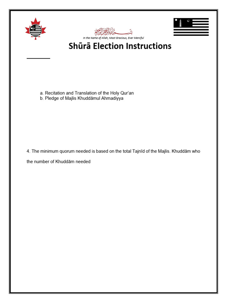 Shura Delegate Election Instructions & Rules | PDF | Shura | Government