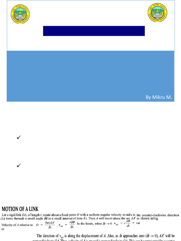 Chapter 3 Velocity and Acceleration Analysis of Linkages | PDF | Velocity | Acceleration