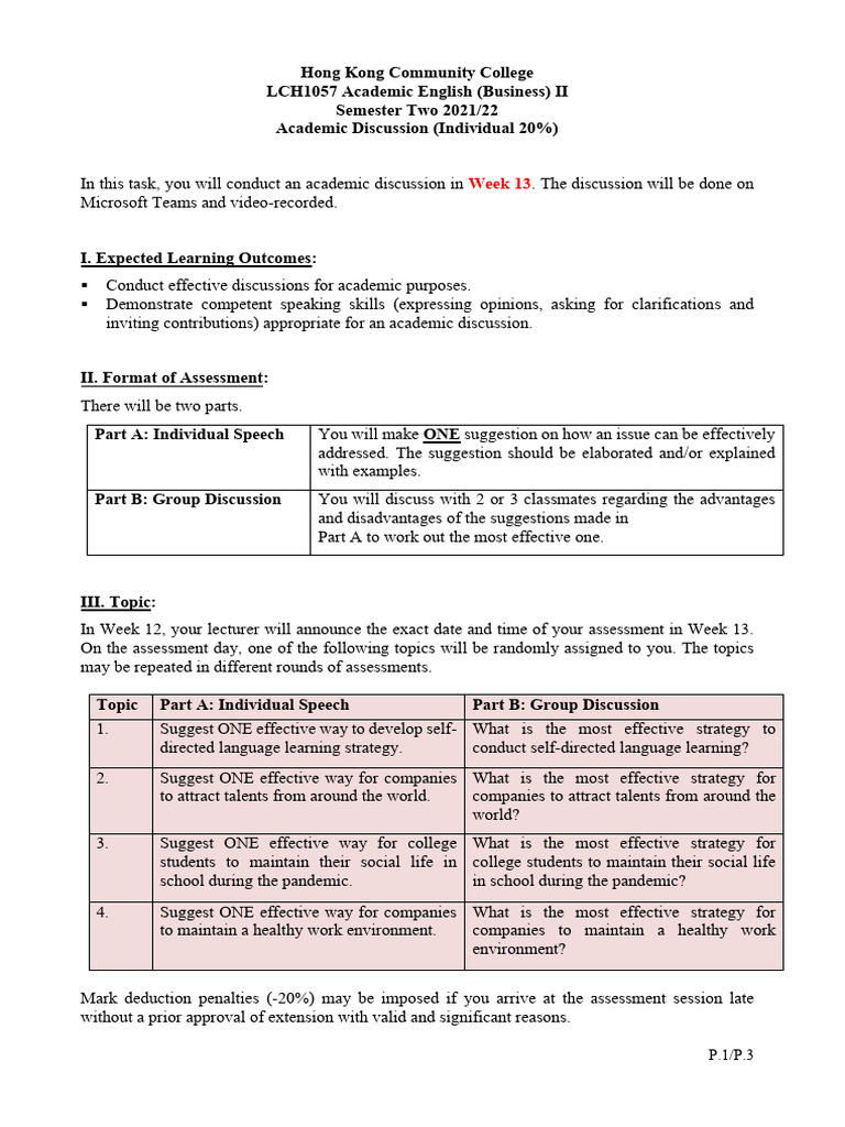 LCH1057 Academic Discussion Guidelines Updated on 3-4-2022 | PDF ...