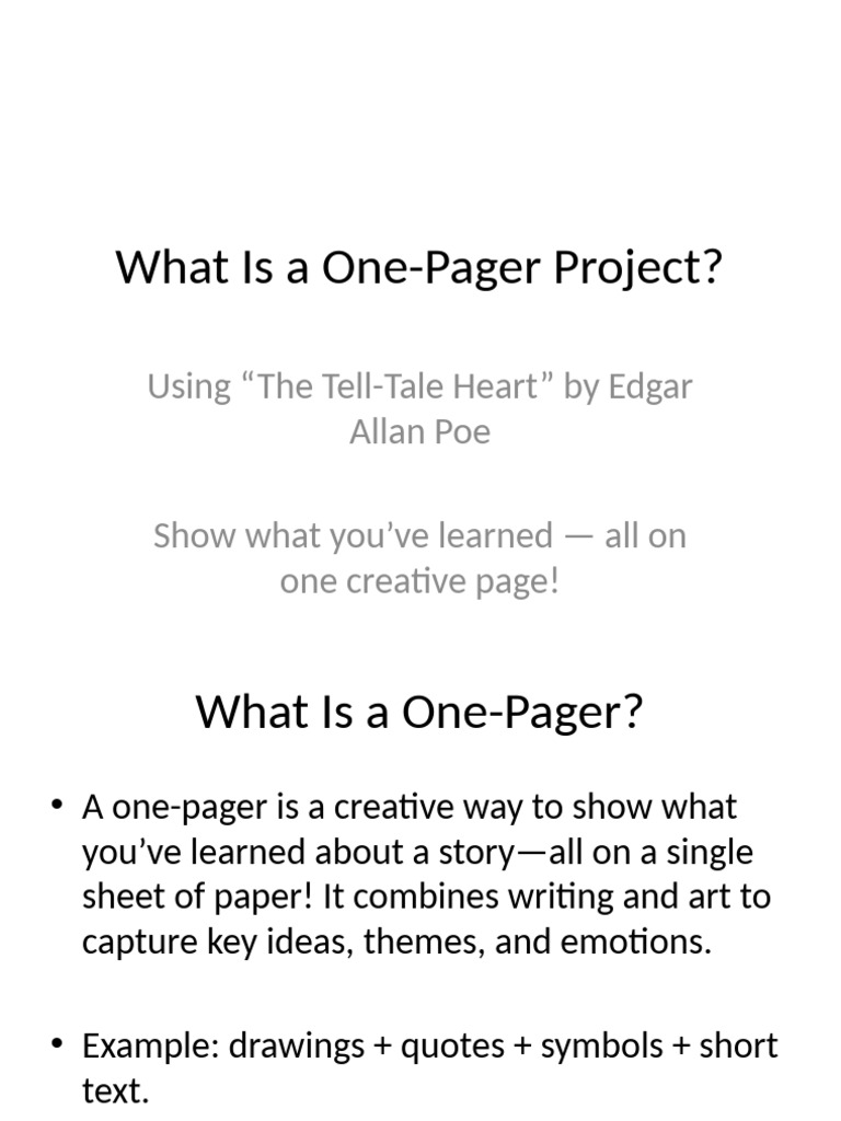 The Tell Tale Heart One Pager Project | PDF