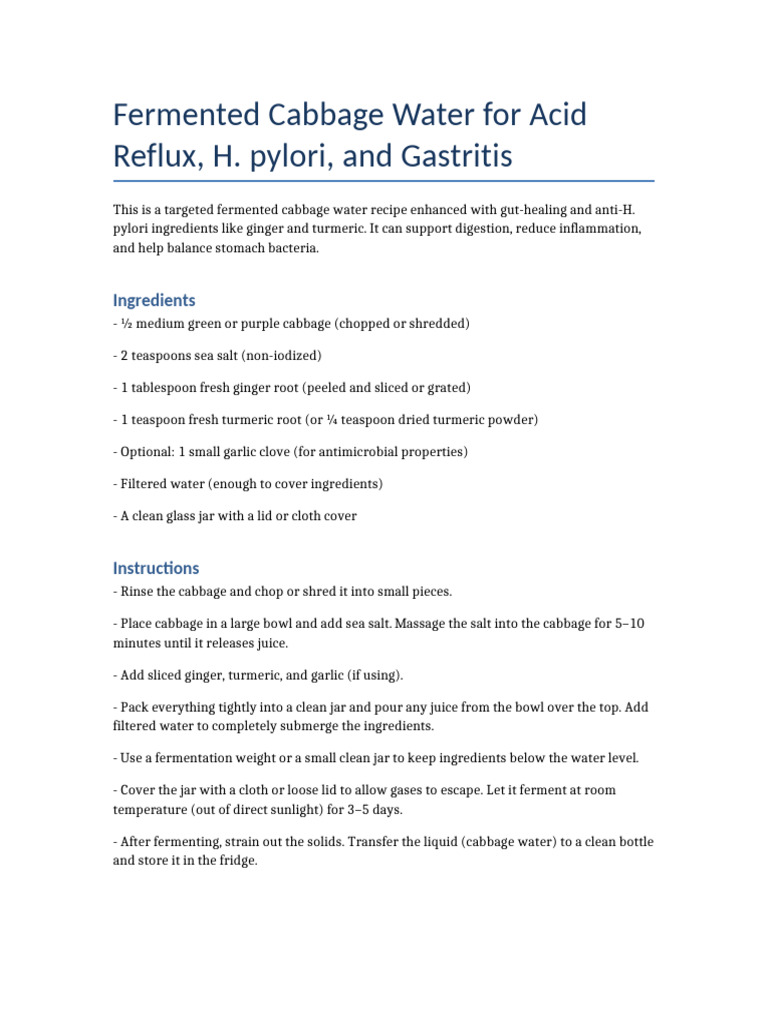 Fermented Cabbage Water Recipe | PDF