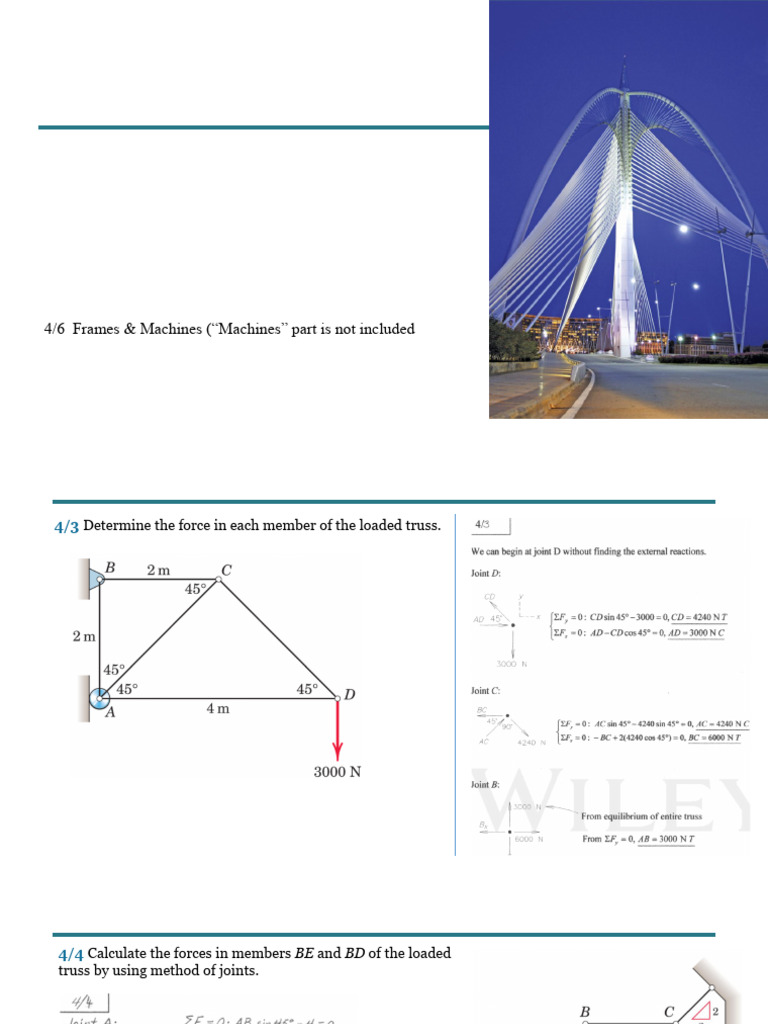 Chapter 04 (Structures - Trusses & Frames) - Tutorial Problems | PDF