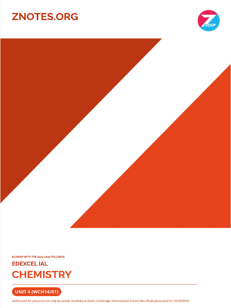 Chemistry Unit 4 Notes | PDF