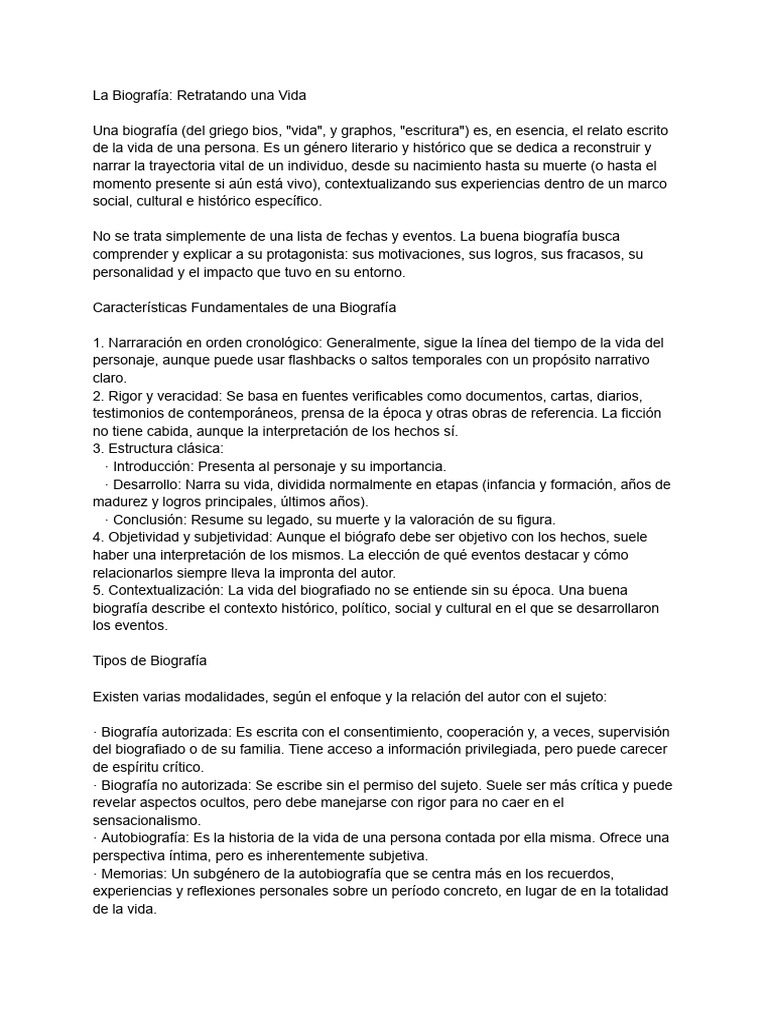 La Biografía - Retratando Una Vida | PDF | Biografía | Autobiografías