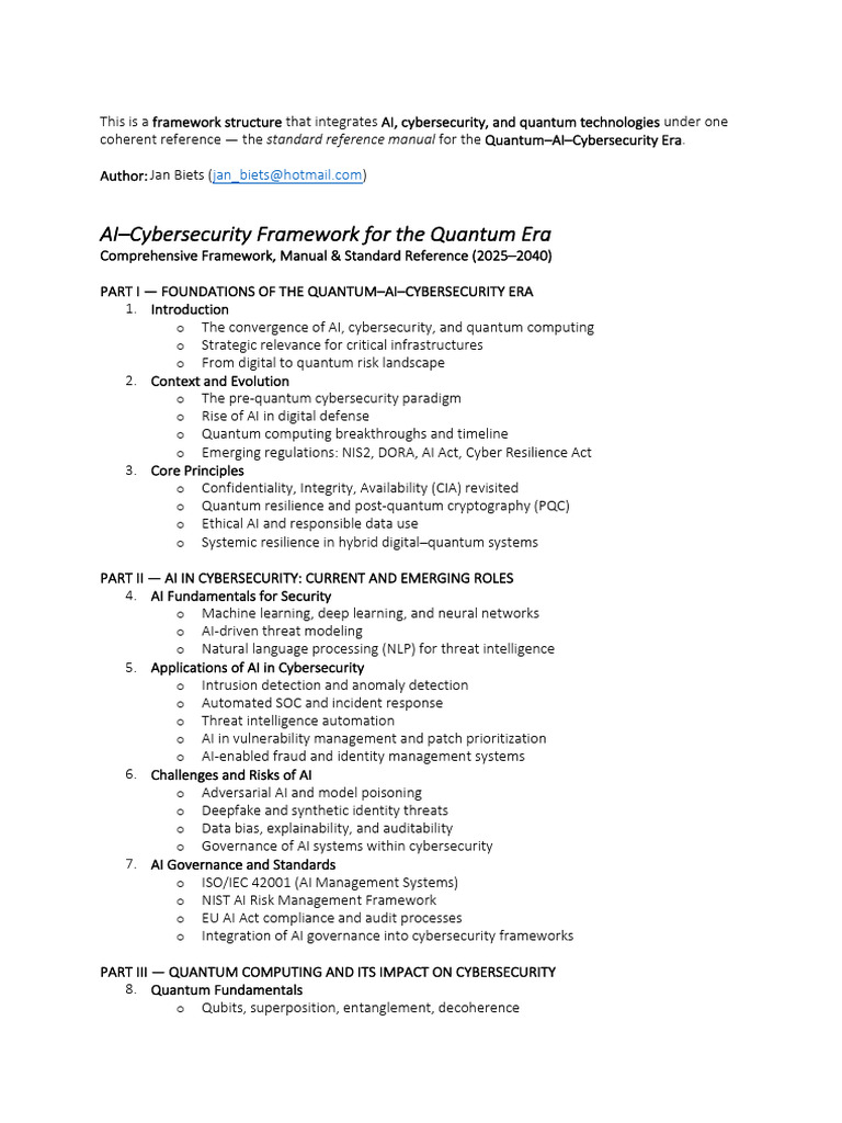 AI-Cybersecurity Framework For The Quantum Era | PDF | Quantum Computing | Security