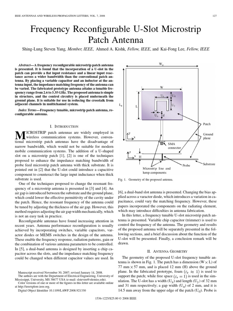 Frequency Reconfigurable U-Slot Microstrip Patch Antenna | PDF ...